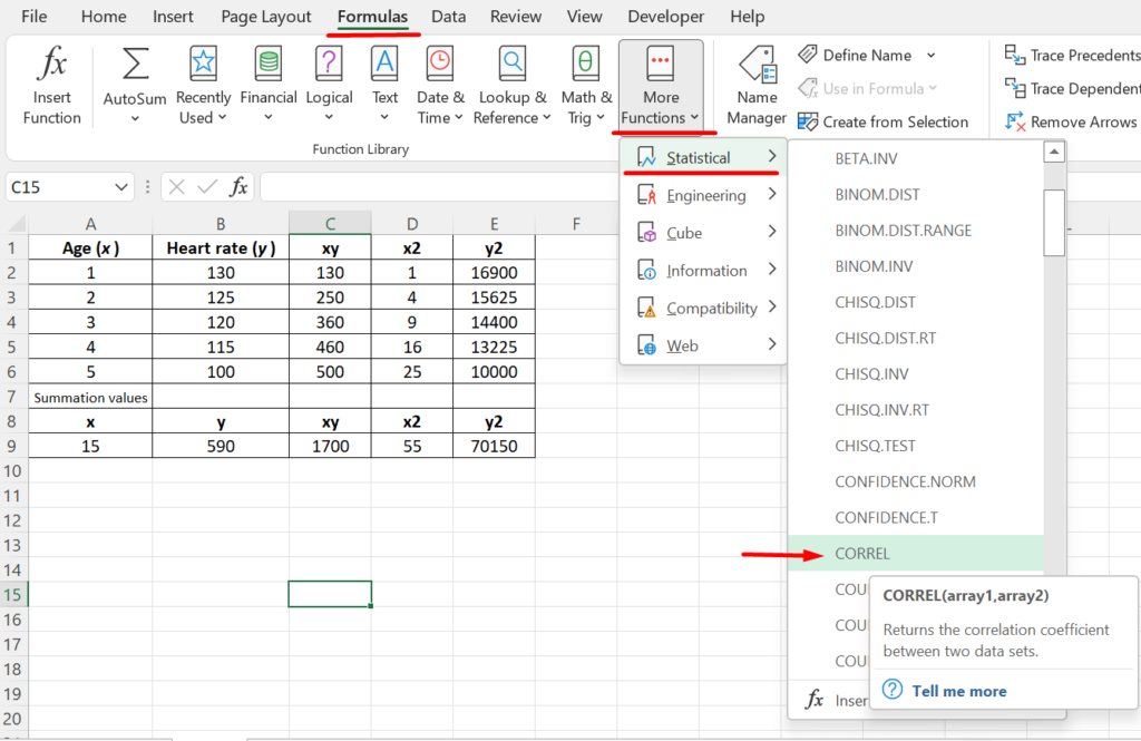 Finding Excel Correlation Formula: Complete Tutorial | AOLCC