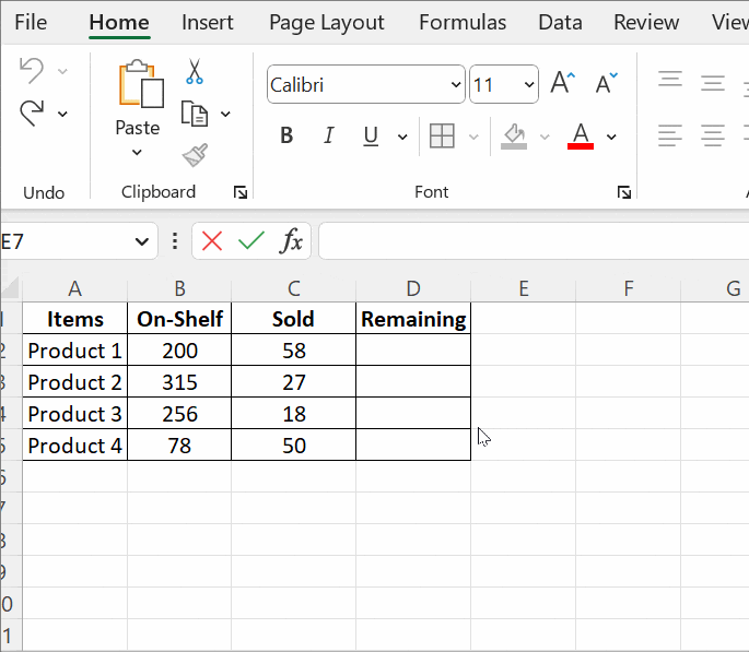 How to Subtract in Excel | AOLCC